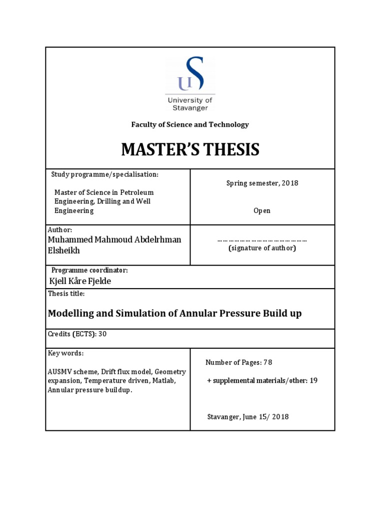Modelling and Simulation of Annular Pressure Build up in Sealed Annuli ...