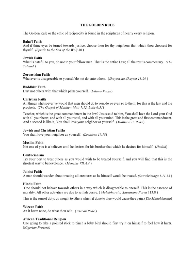 Golden Rule Pdf Golden Rule Religious Faiths