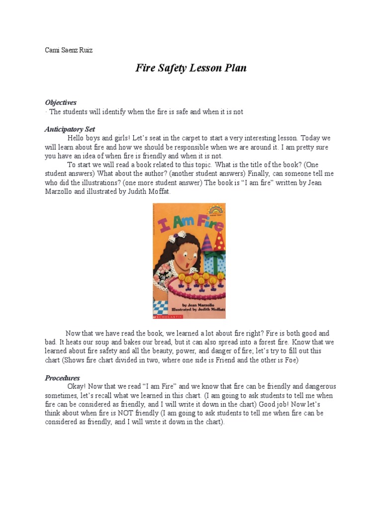 Fire Safety Lesson Plan: Objectives | PDF | Reading Comprehension ...