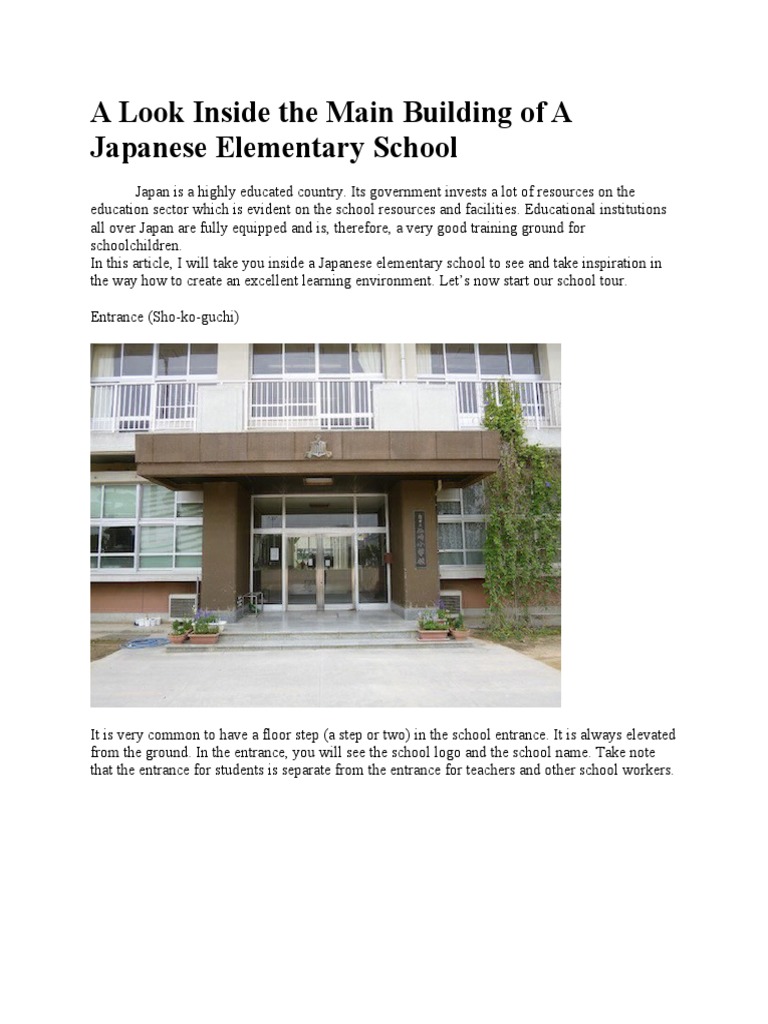 A Look Inside The Main Building of A Japanese Elementary School | PDF ...