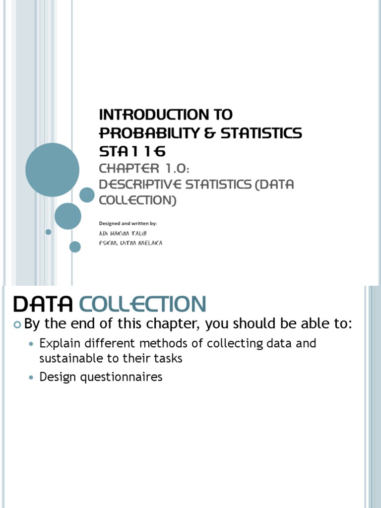 CHAP1.0 - STA116 - Descriptive Statistics - Data Collection | PDF | Questionnaire | Interview