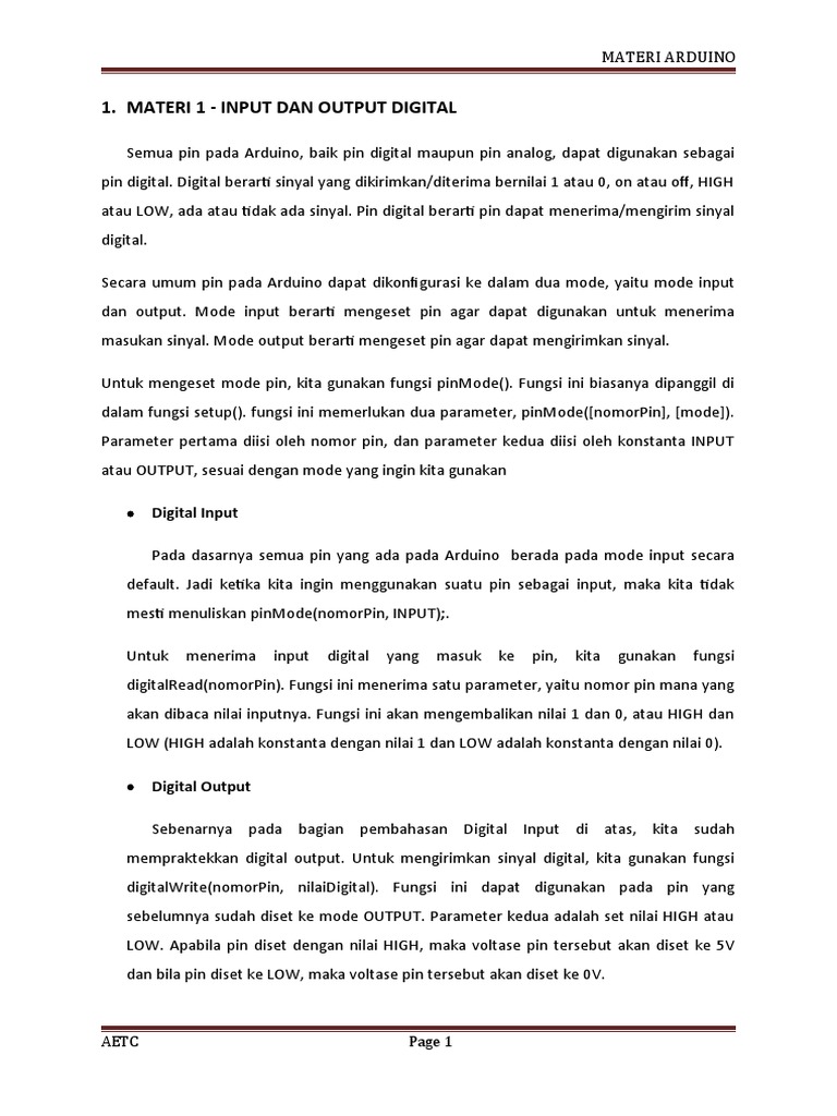 Materi 1 - Input Dan Output Digital | PDF
