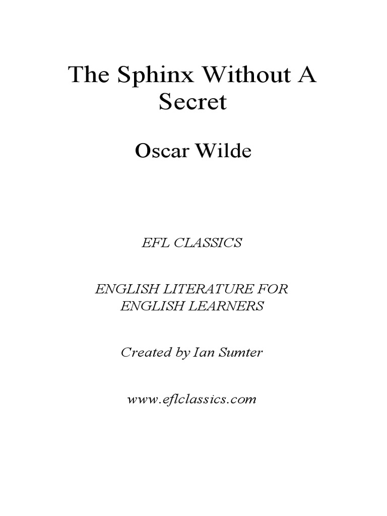 The Sphinx Without A Secret - Oscar Wilde - Text and Questions | PDF ...