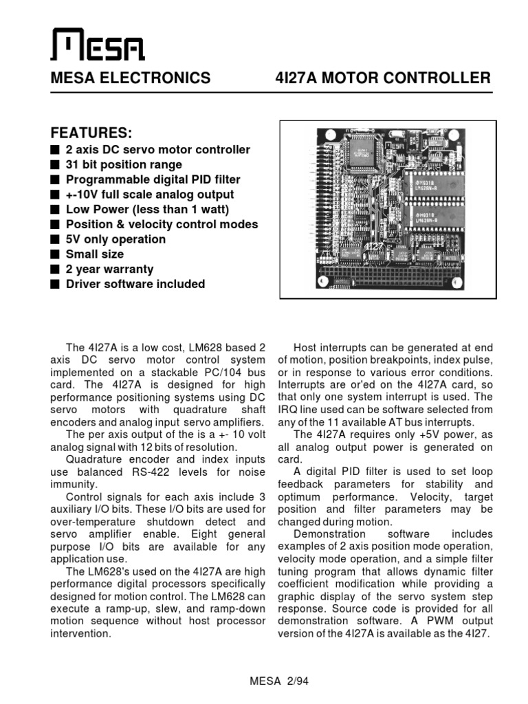 Mesa Motion Controller | PDF | Servomechanism | Analogue Electronics