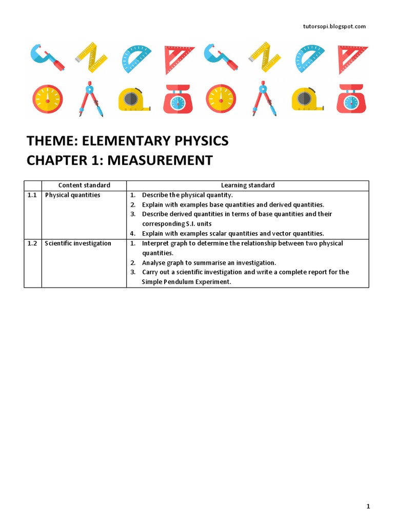 Theme: Elementary Physics Chapter 1: Measurement | PDF | Euclidean ...