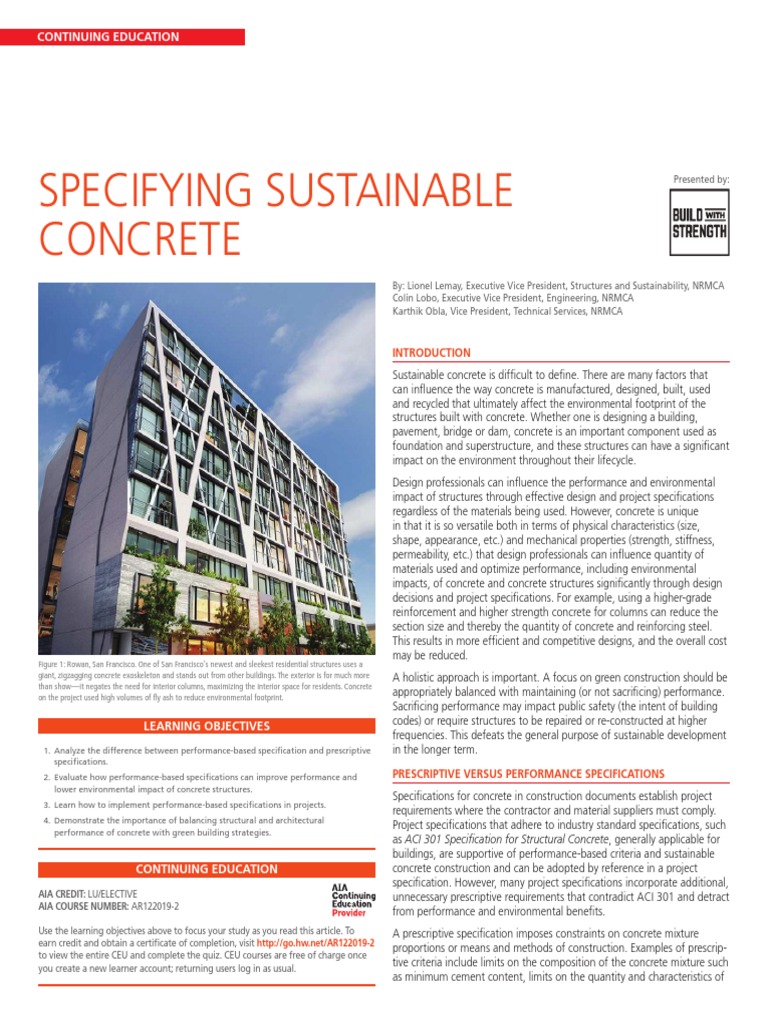 Specifying Sustainable Concrete: Continuing Education | PDF | Concrete ...