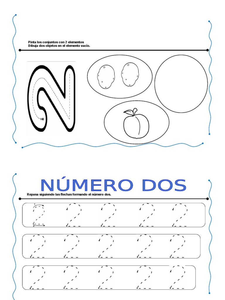 Trazos Del Número Dos para Niños de 4 Años | PDF
