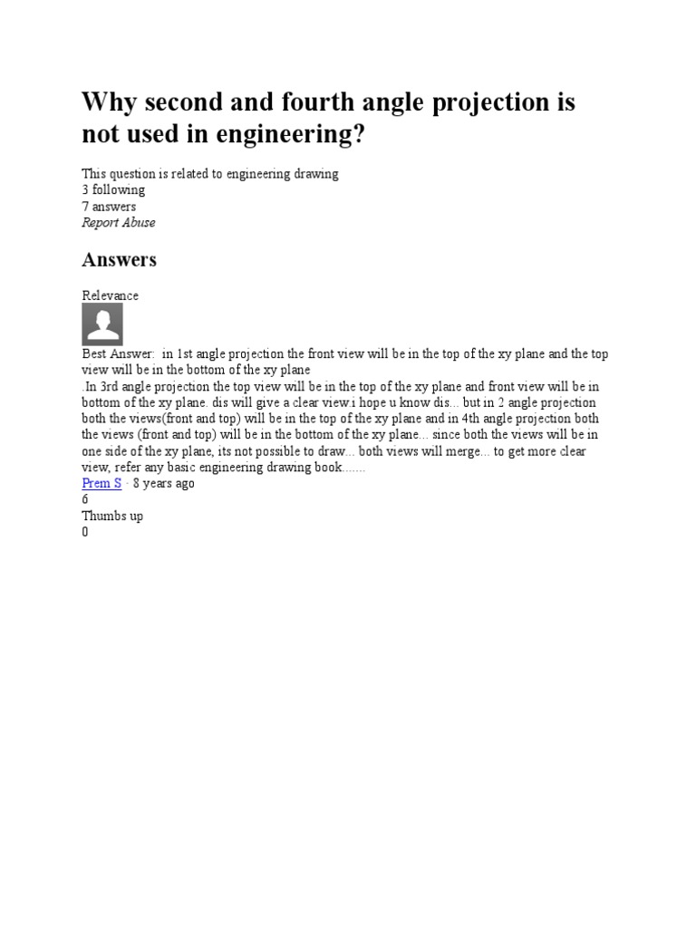 Why Second and Fourth Angle Projection Is Not Used in Engineering? | PDF