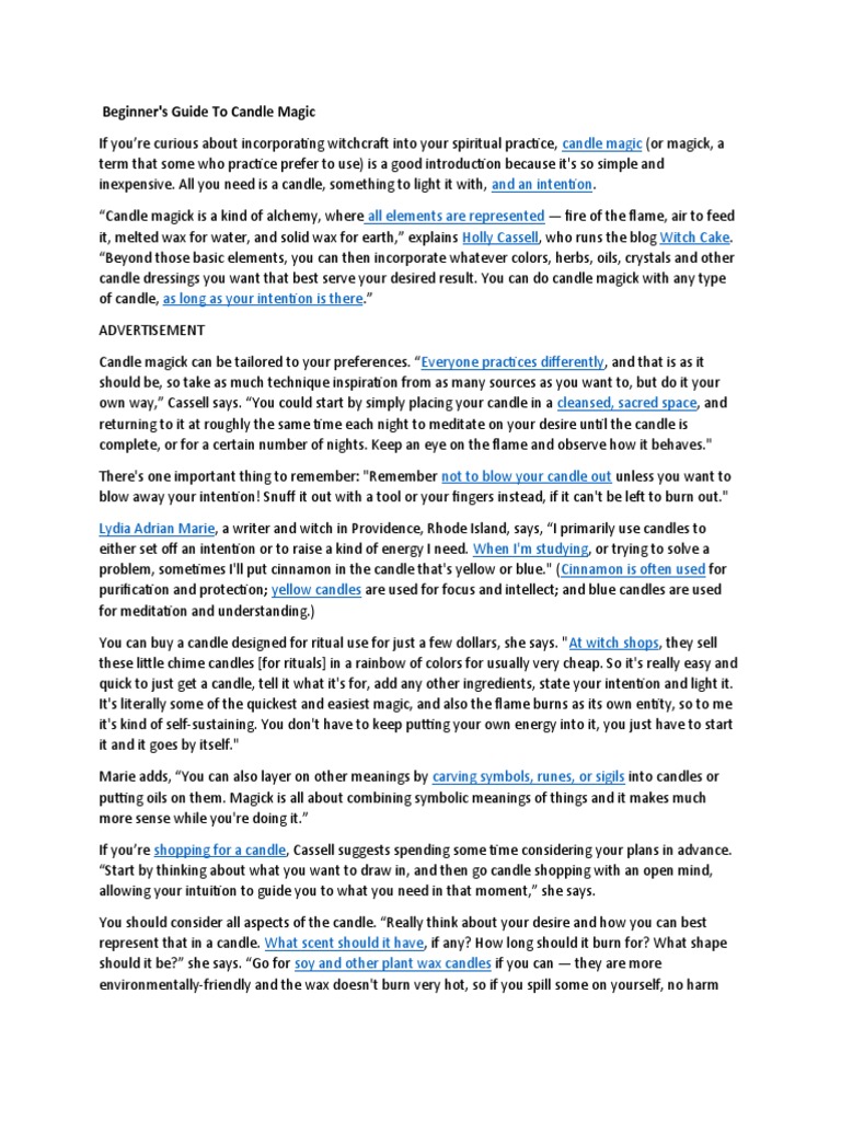 Beginner S Guide To Candle Magic Pdf Candle Witchcraft