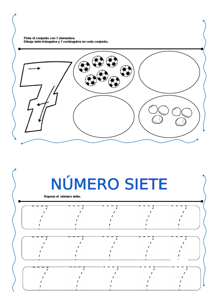 Trazos Del Número Siete para Niños de 4 Años | PDF