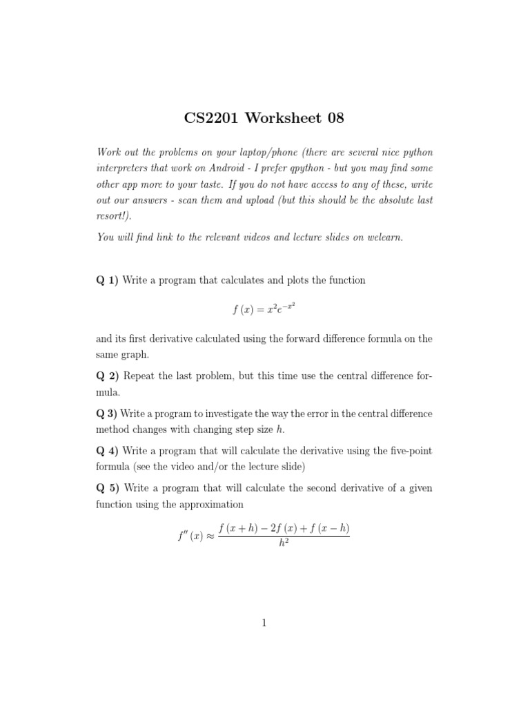 CS2201 Worksheet 08 | PDF