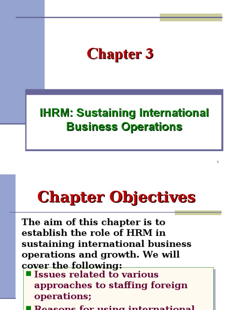 Chapter 3 IHRM | PDF | Multinational Corporation | Subsidiary
