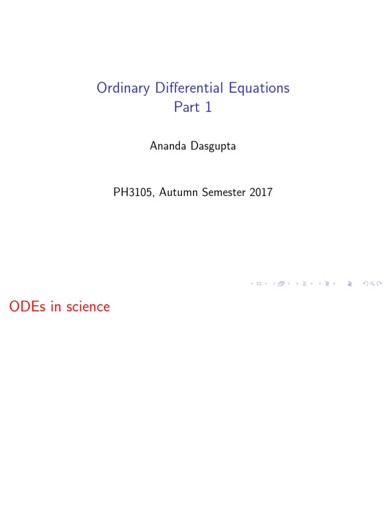 Ordinary Differential Equations: Ananda Dasgupta | PDF | Ordinary ...