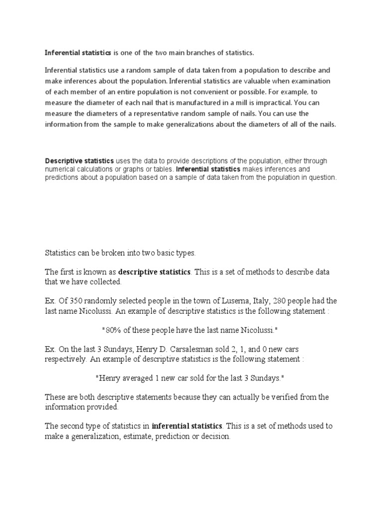 Descriptive and Inferential | PDF | Statistical Inference | Statistics
