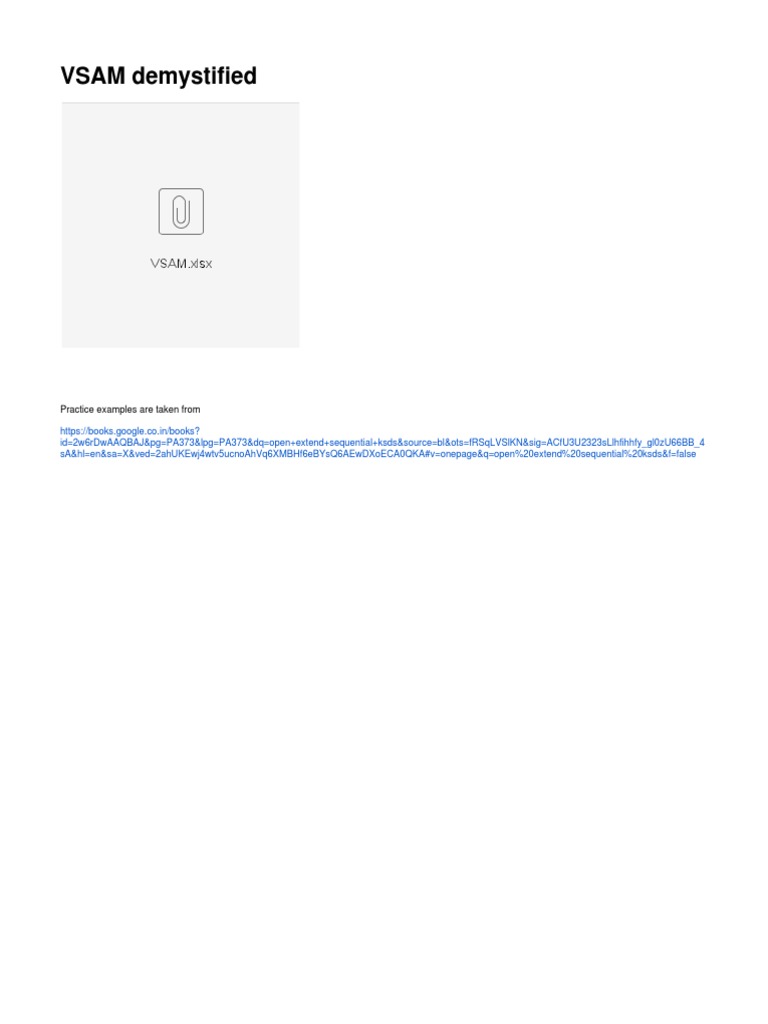An Introduction to VSAM: Demystifying Virtual Storage Access Method Through Practical Examples | PDF
