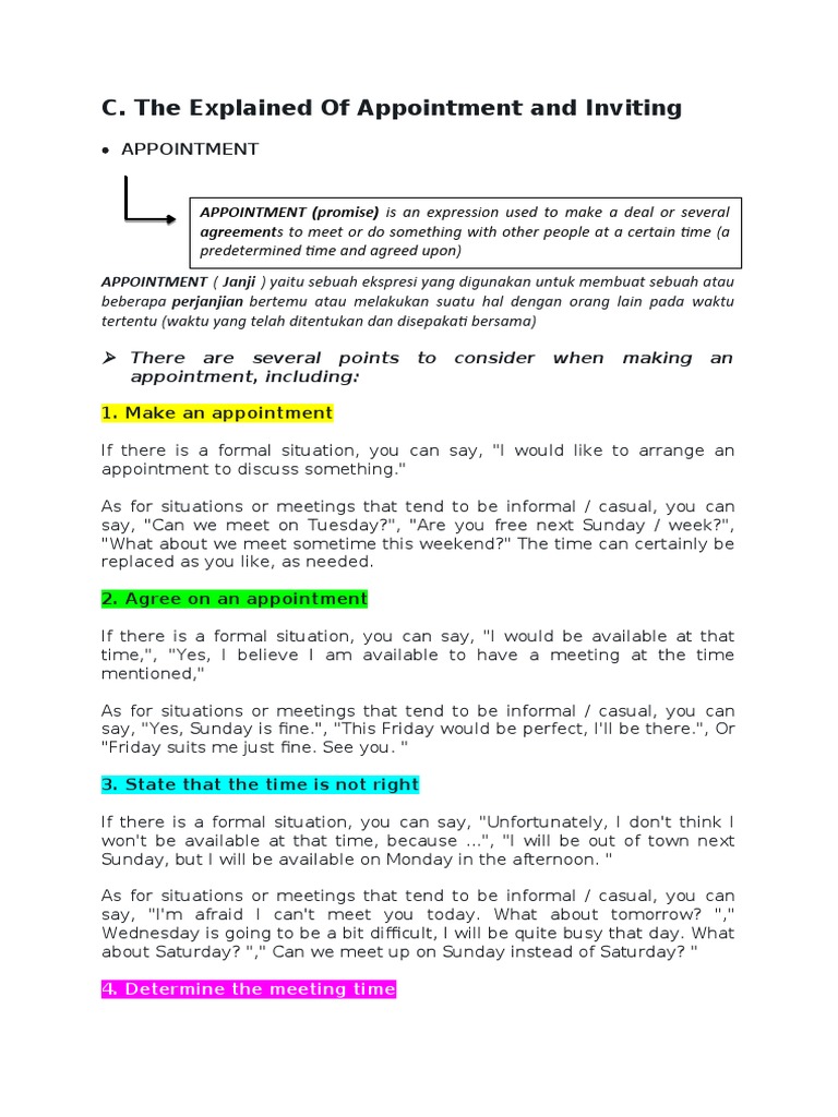 Appointment & Inviting | PDF | Communication