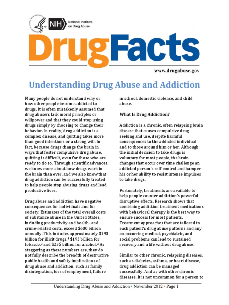 Understanding Drug Abuse and Addiction | PDF | Substance Abuse ...