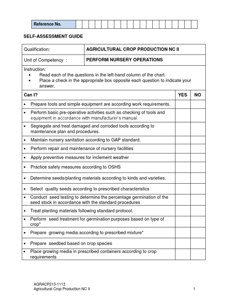 SAG - Agricultural Crops Production NC II | PDF | Plant Nursery ...