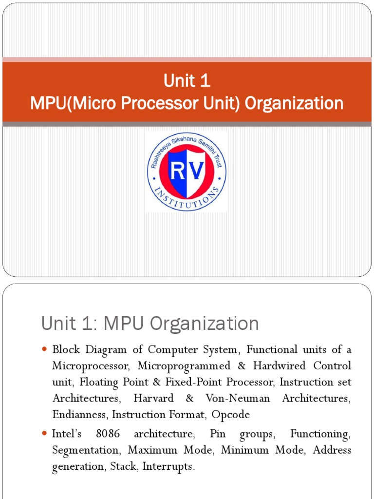 Unit 1 MPU Organization PDF | PDF | Central Processing Unit | Random Access Memory
