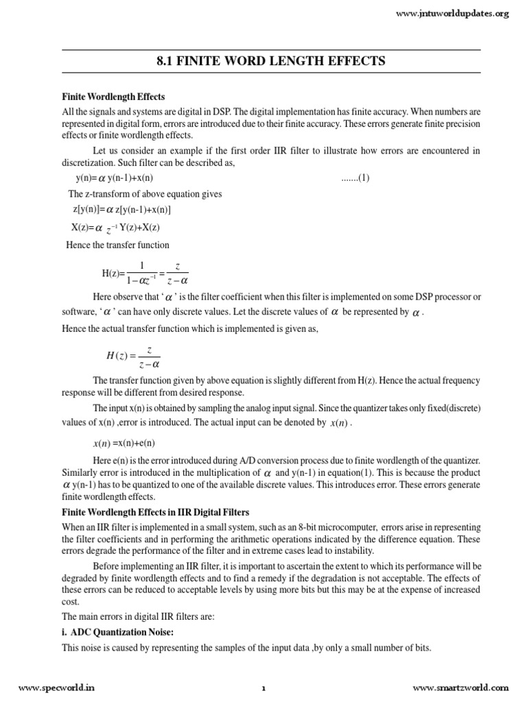 8.1 Finite Word Length Effects | PDF