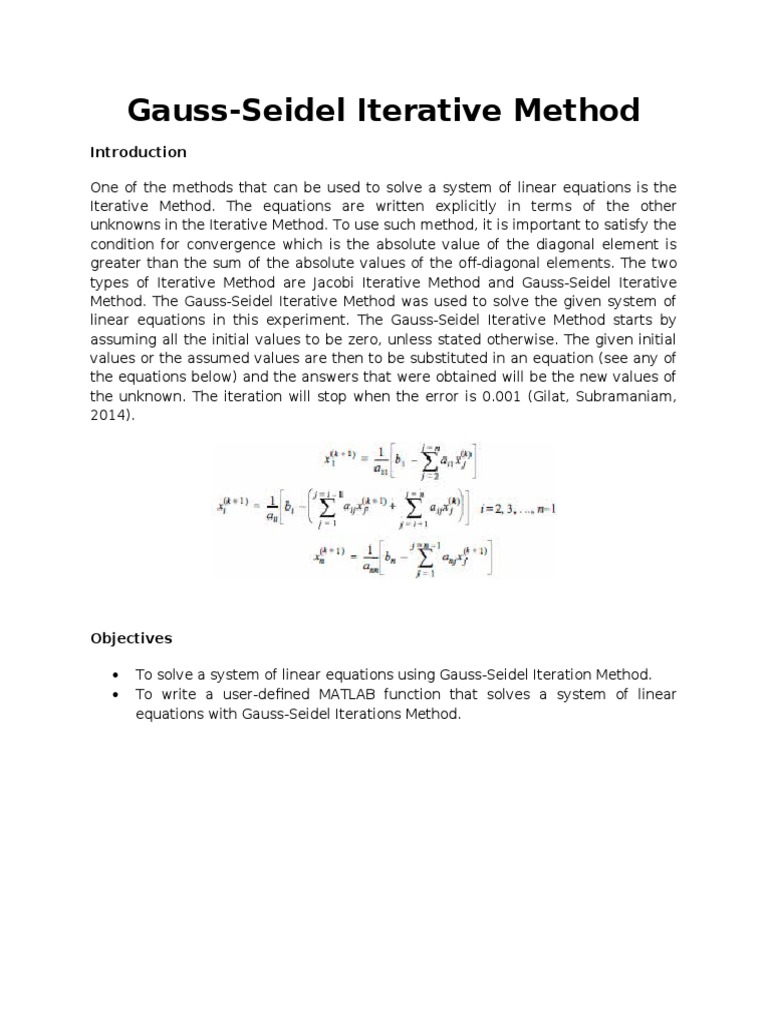 Gauss Seidel Iterative Method | PDF | Areas Of Computer Science | Analysis