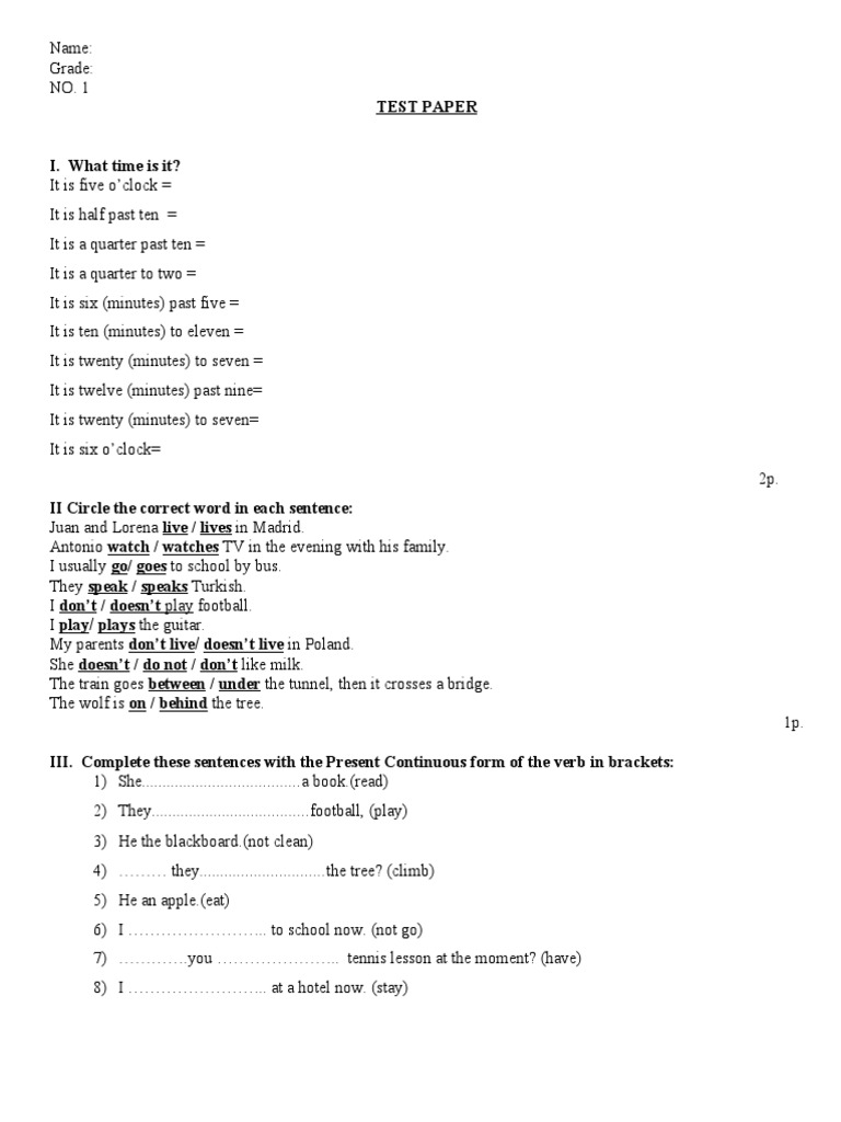 Test Clasa 6 Sem 1 | PDF