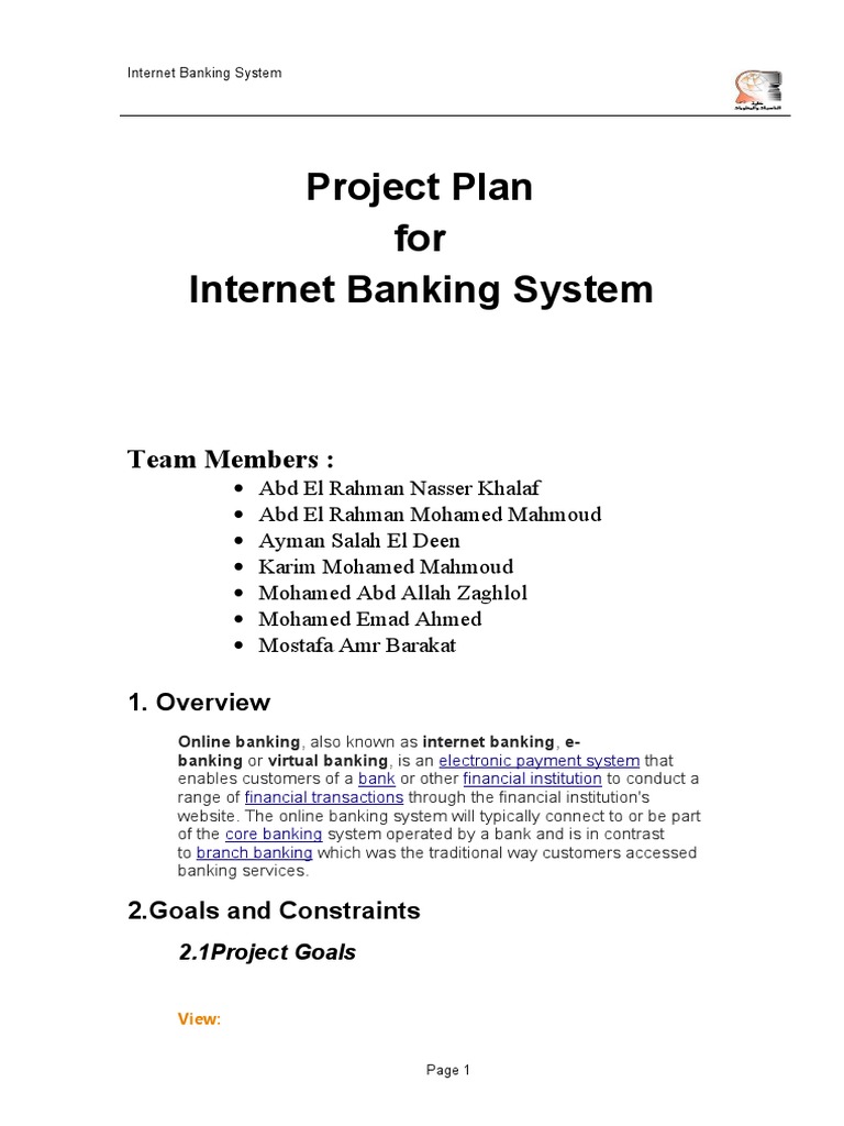 Internet Banking System Project Plan | PDF | Online Banking | Banks ...