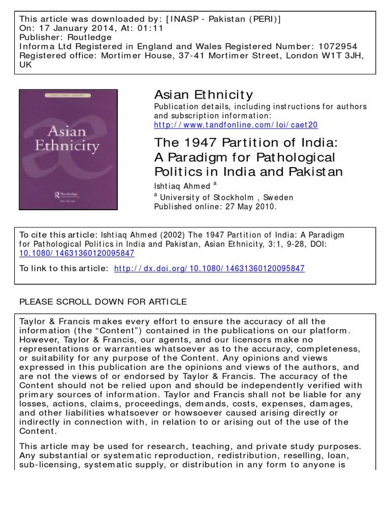 1947 Partition of India PDF | PDF | All India Muslim League | Partition ...