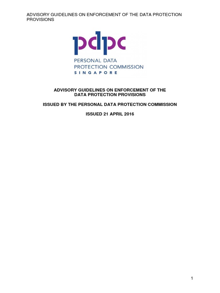 Advisory Guidelines On Enforcement of The Data Protection Provisions ...