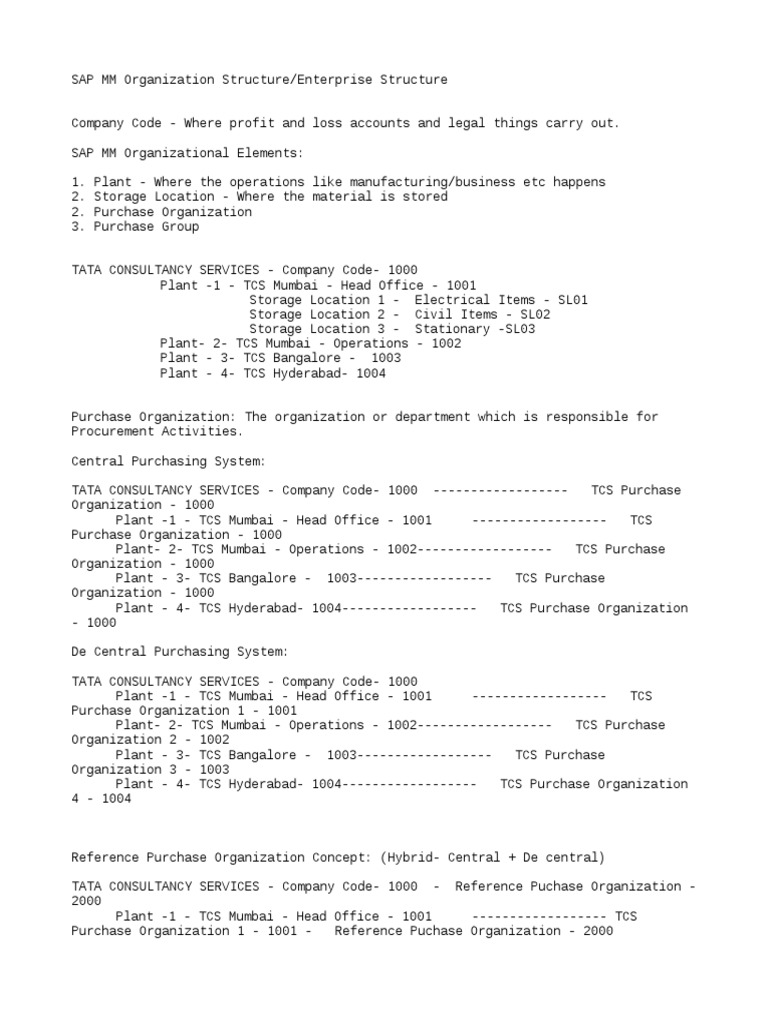 01 - 01 - SAP MM Organization Structure 29082015 | PDF | Supply Chain ...