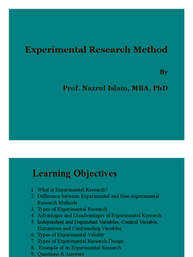 BRM - Video Lecture Slides - Experimental Research | PDF | Experiment | Dependent And ...
