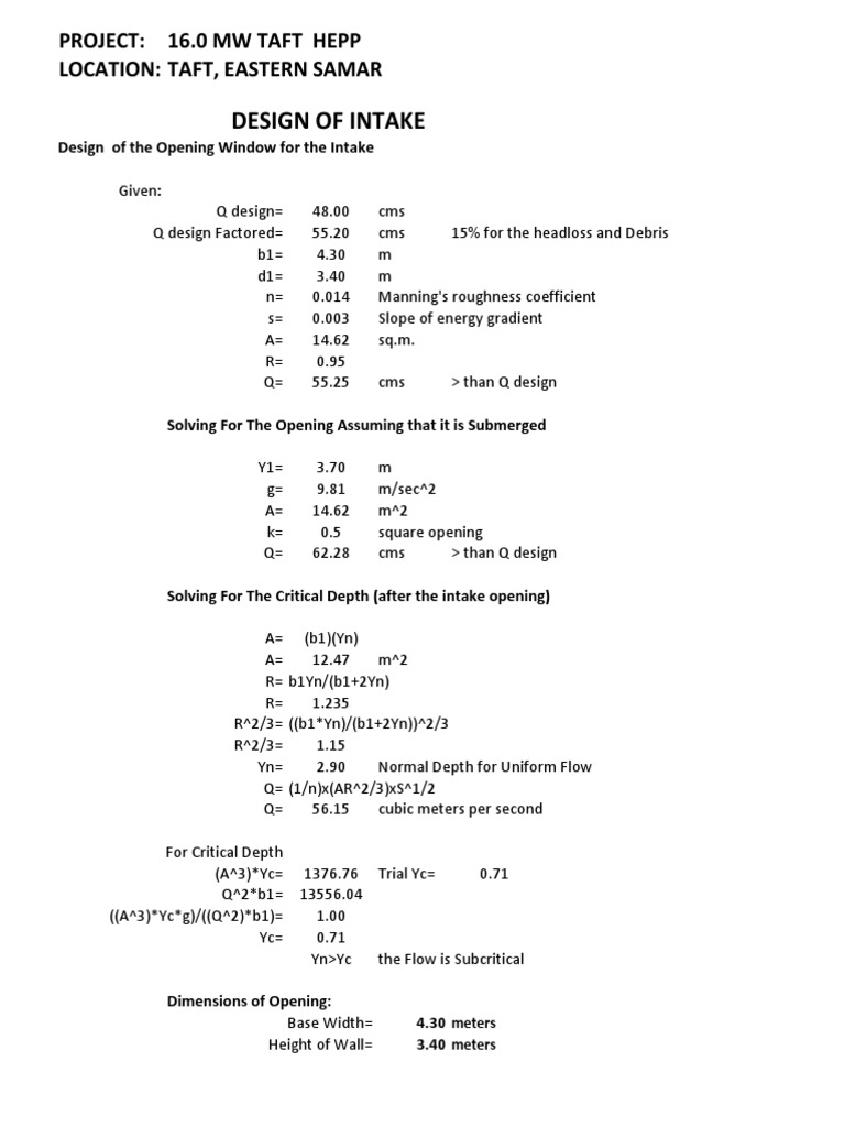 Weir Intake Design | PDF | Spillway | Concrete