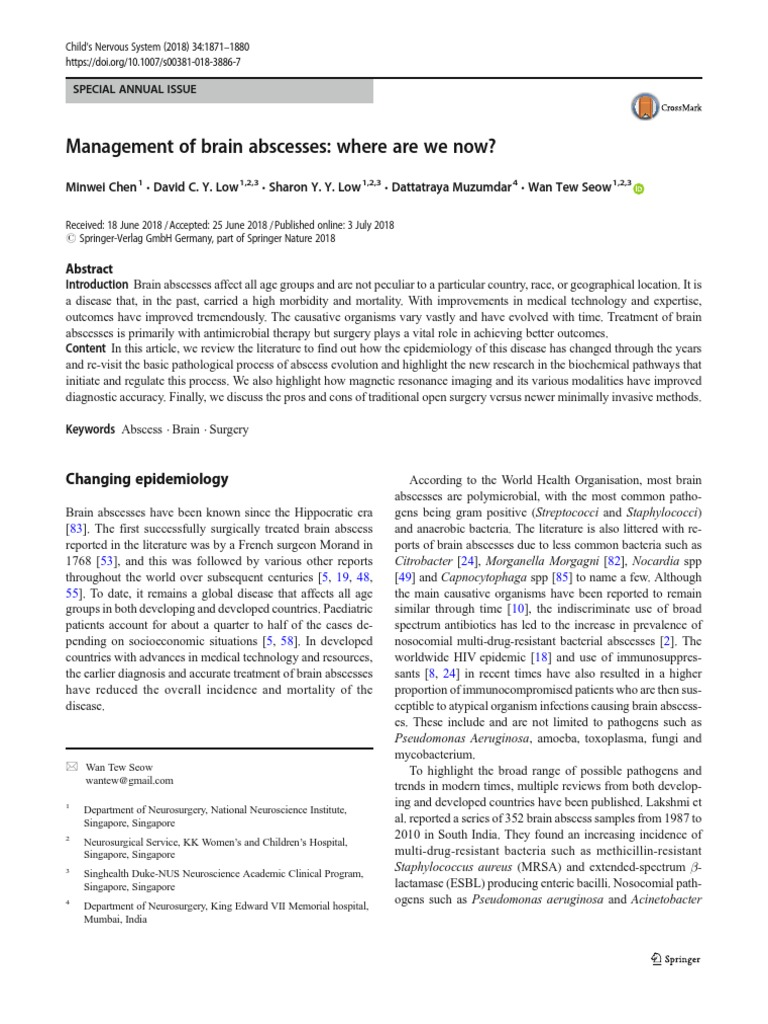 Management of Brain Abscesses | PDF | Surgery | Brain Tumor