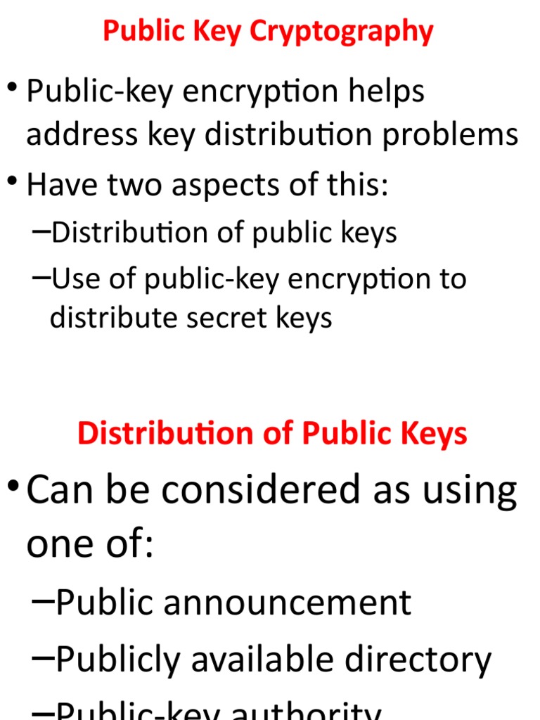 Public Key Cryptography: - Public-Key Encryption Helps Address Key ...