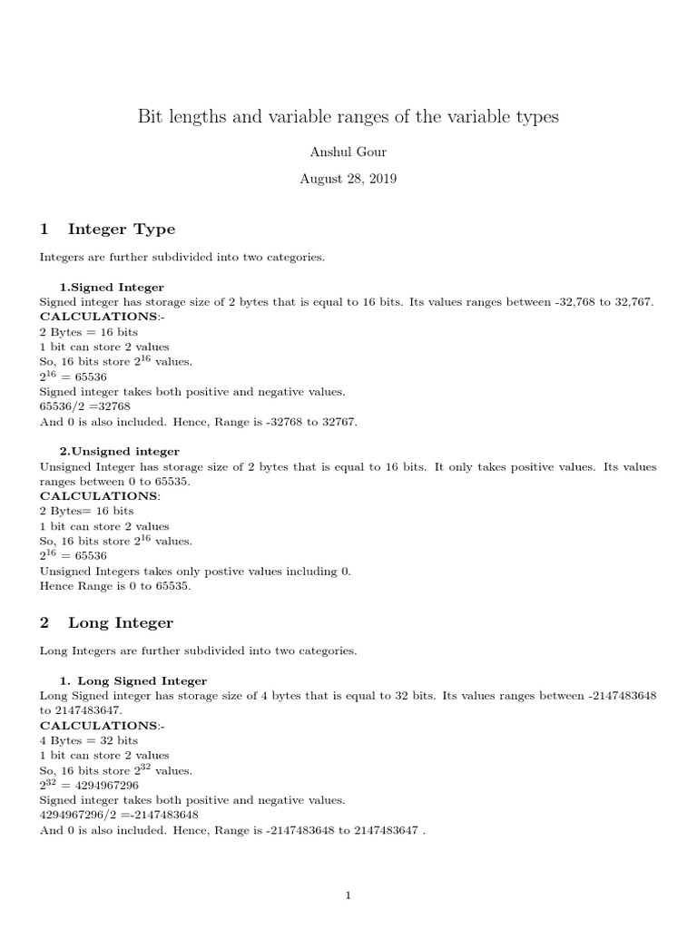 After Lab-1 (Ans-1) | PDF | Integer (Computer Science) | Bit