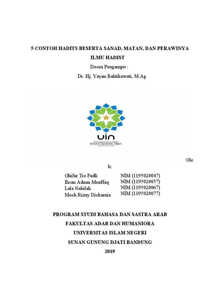 5 Contoh Hadits Beserta Sanad | PDF | Agama & Spiritualitas