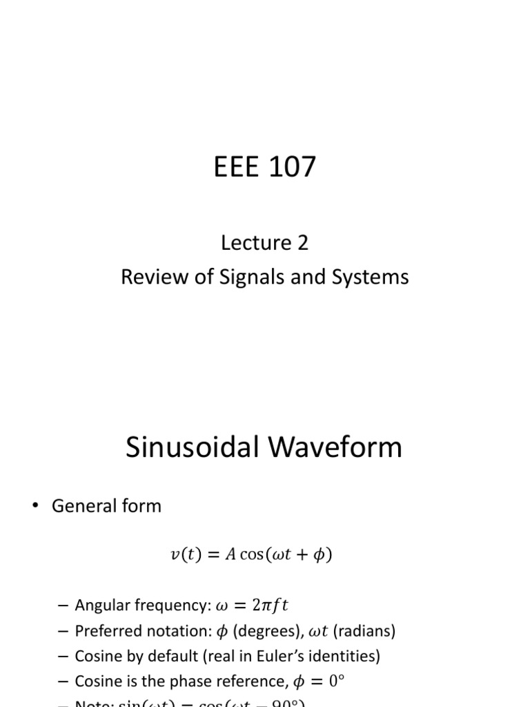 L2 Review of Signals and Systems PDF | PDF | Fourier Transform ...