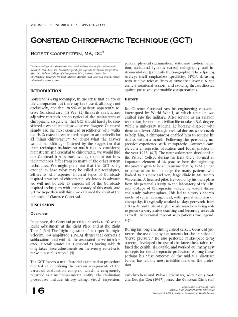 Gonstead Chiropractic Technique GCT PDF | PDF | Chiropractic ...