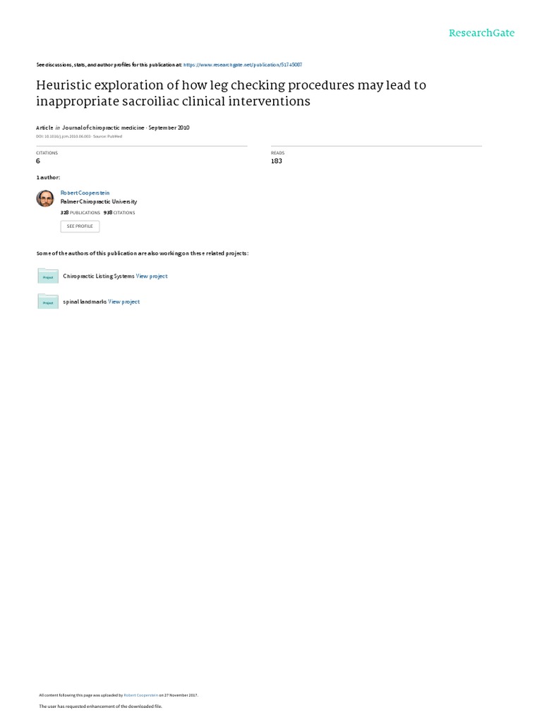 Heuristic Exploration of How Leg Checking Procedur | PDF | Pelvis ...