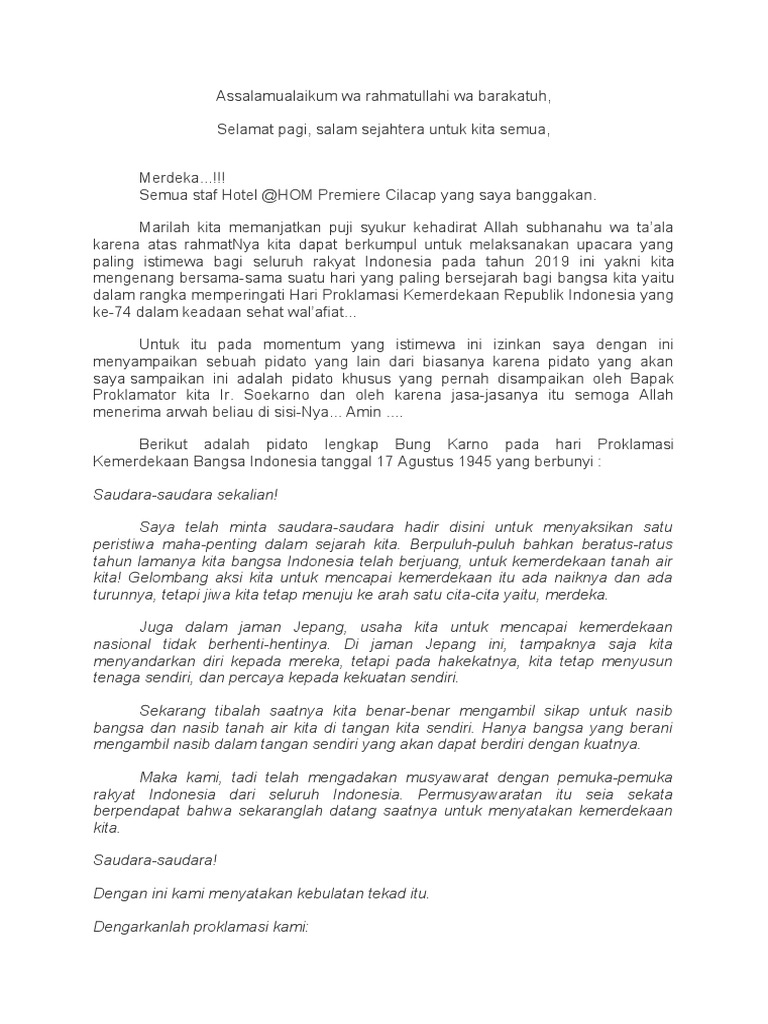 Teks Amanat Upacara Bendera 17 Agustus | PDF