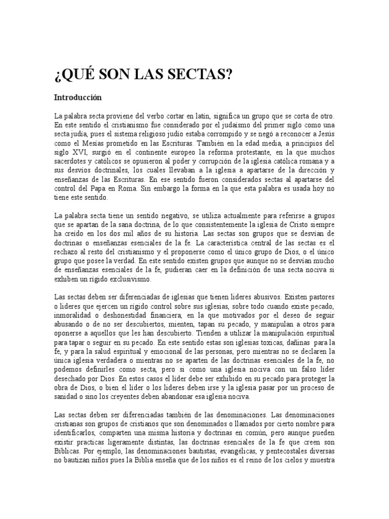 Qué Son Las Sectas | PDF | Denominación Cristiana | Biblia