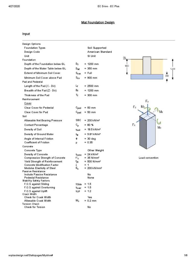 Mat foundation design analysis using EC Plus | PDF | Bending | Concrete