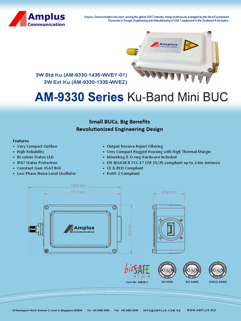 VSAT BUC Technical Specifications for 3W Standard and Extended Ku-Band ...