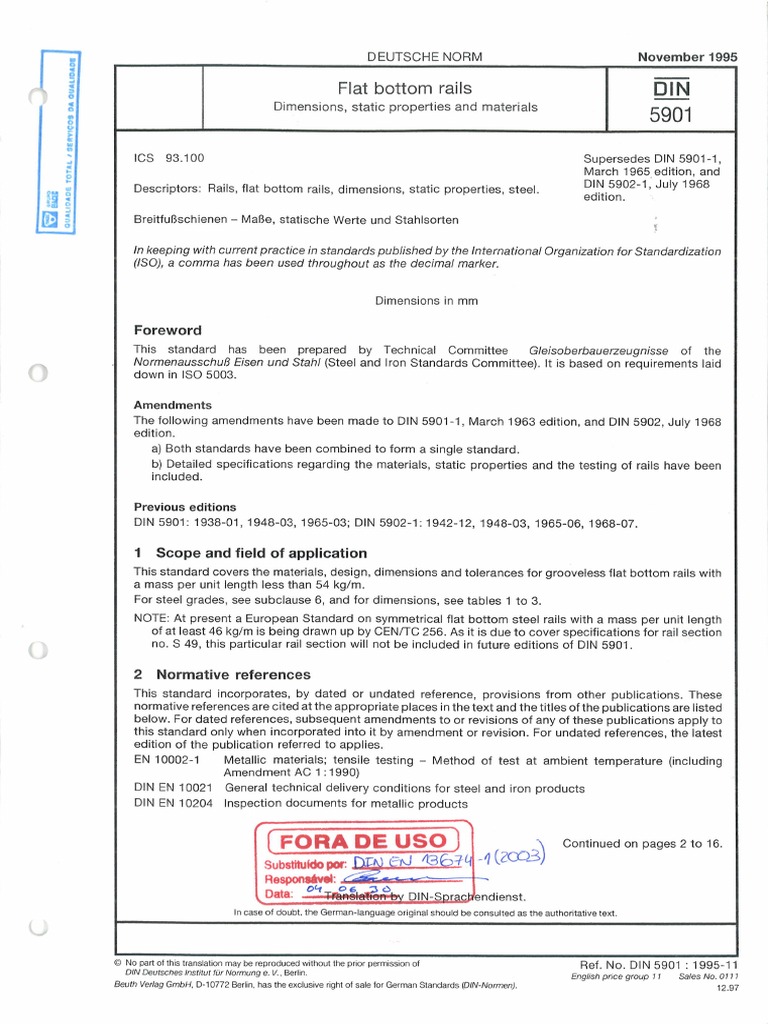 DIN 5901 1995 EN (Obs) | PDF