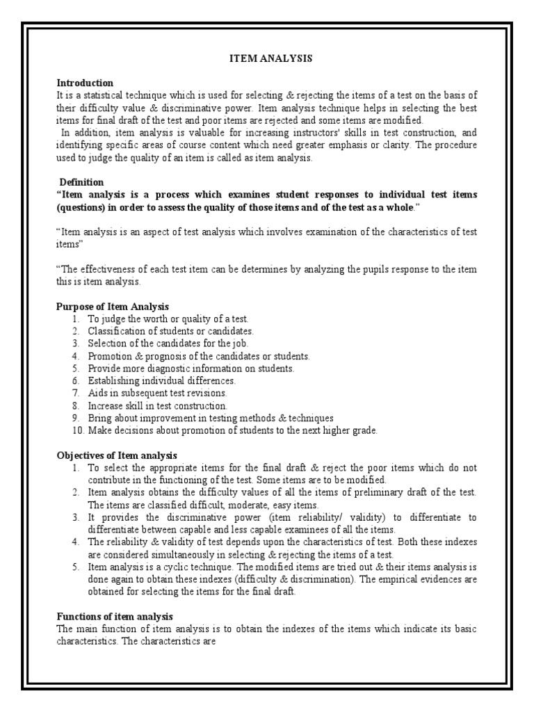 Understanding Item Analysis in Education | PDF | Test (Assessment ...