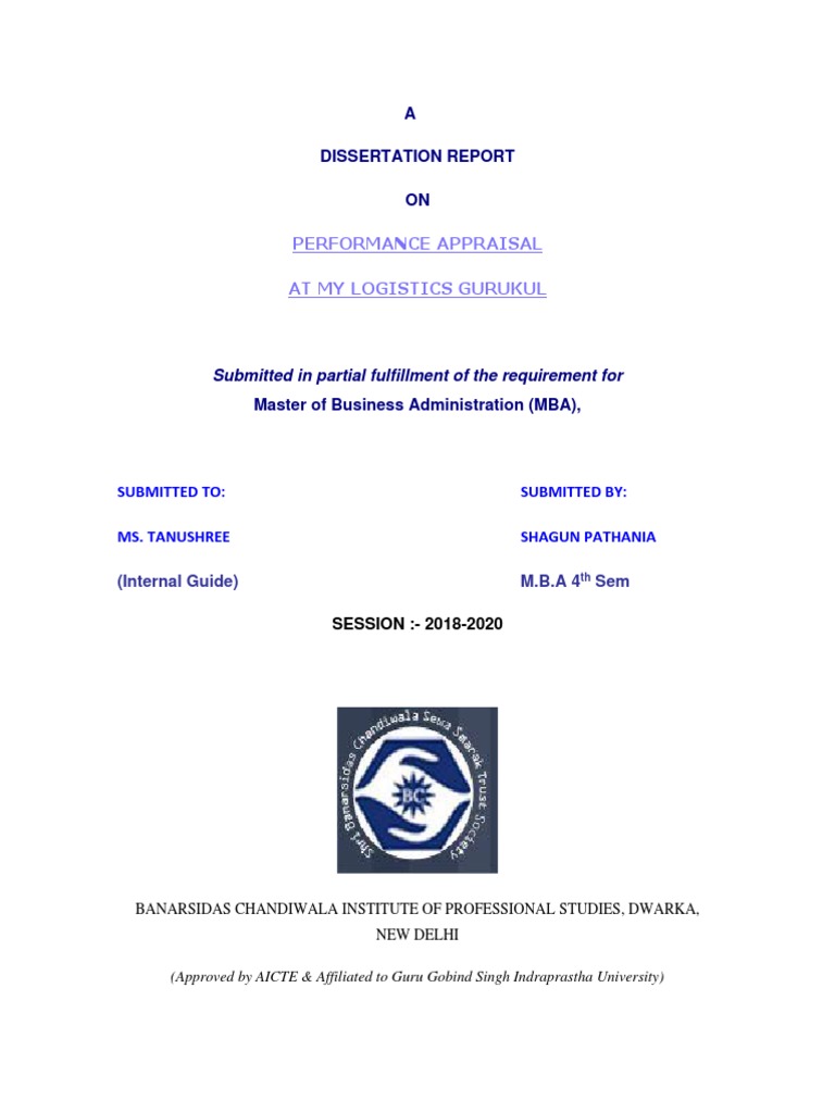 A Dissertation Report On Performance PDF | PDF | Performance Appraisal ...