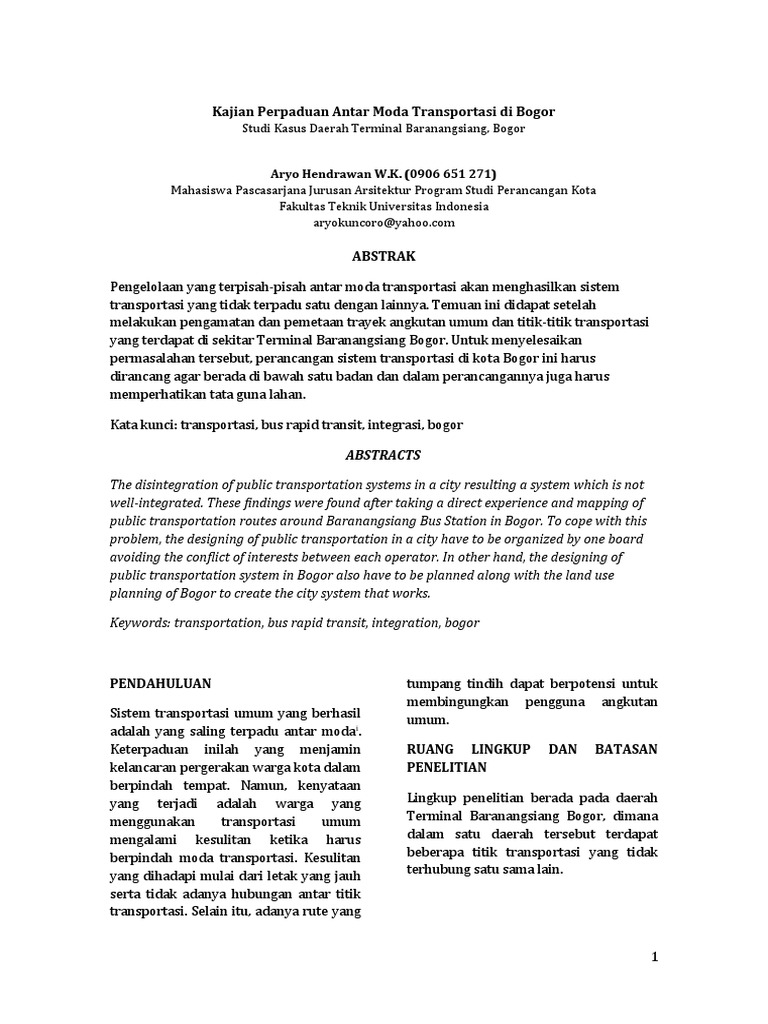 Integrasi Moda Transportasi Bogor | PDF