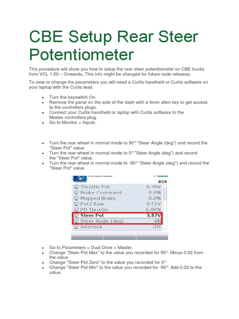 CBE - Rear Steering Pot Setup-Rev 1 | PDF | Home & Garden | Computers
