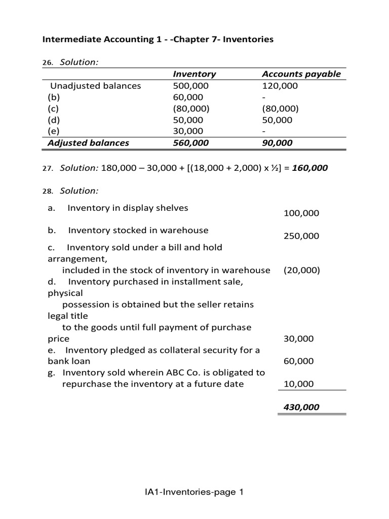 Answers Exercises Book Chap 7 Inventories PDF | PDF | Cost Of Goods ...