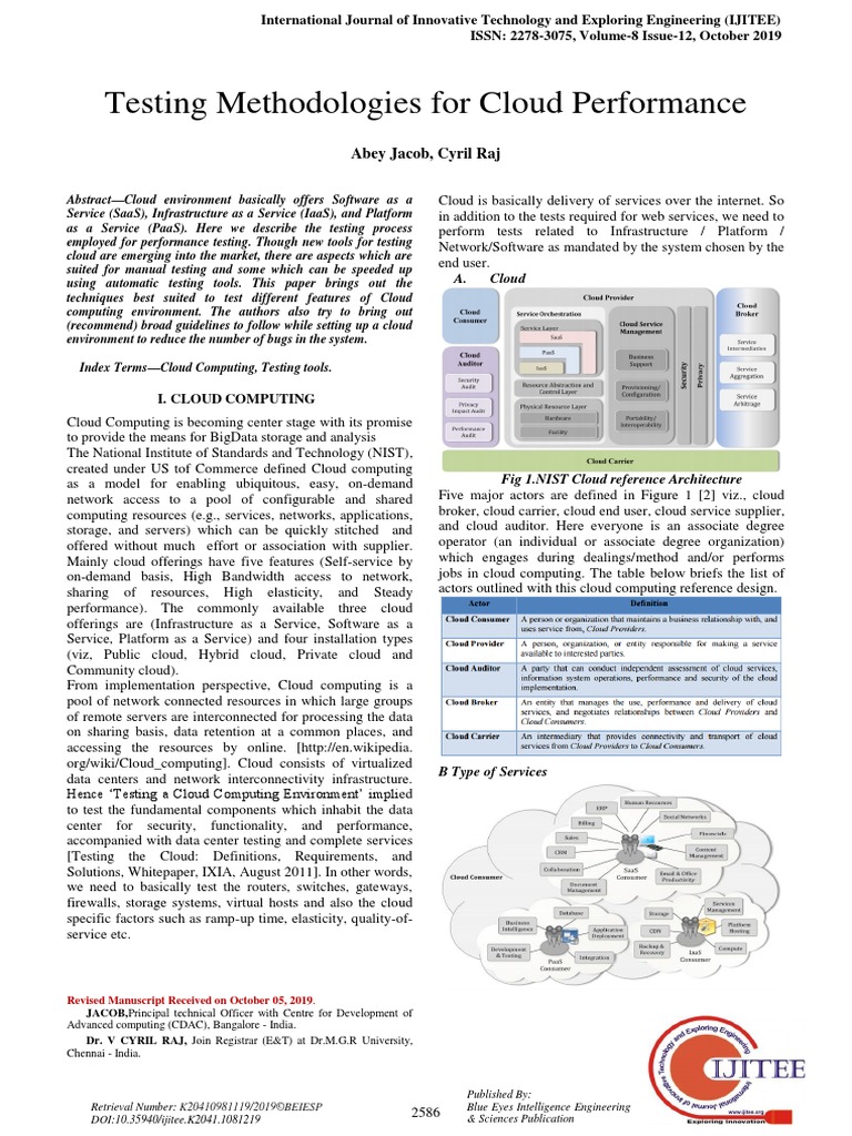Testing Methodologies For Cloud | PDF | Cloud Computing | Software As A ...
